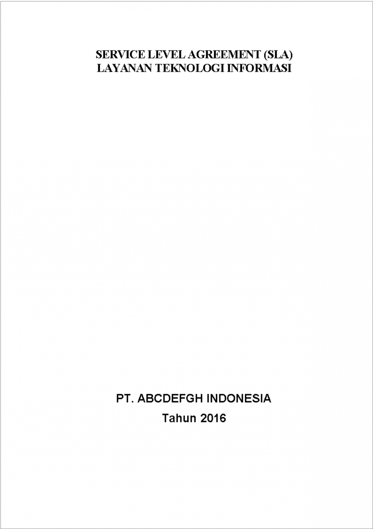 Contoh Dokumen Service Level Agreement (SLA) | Sharing Vision